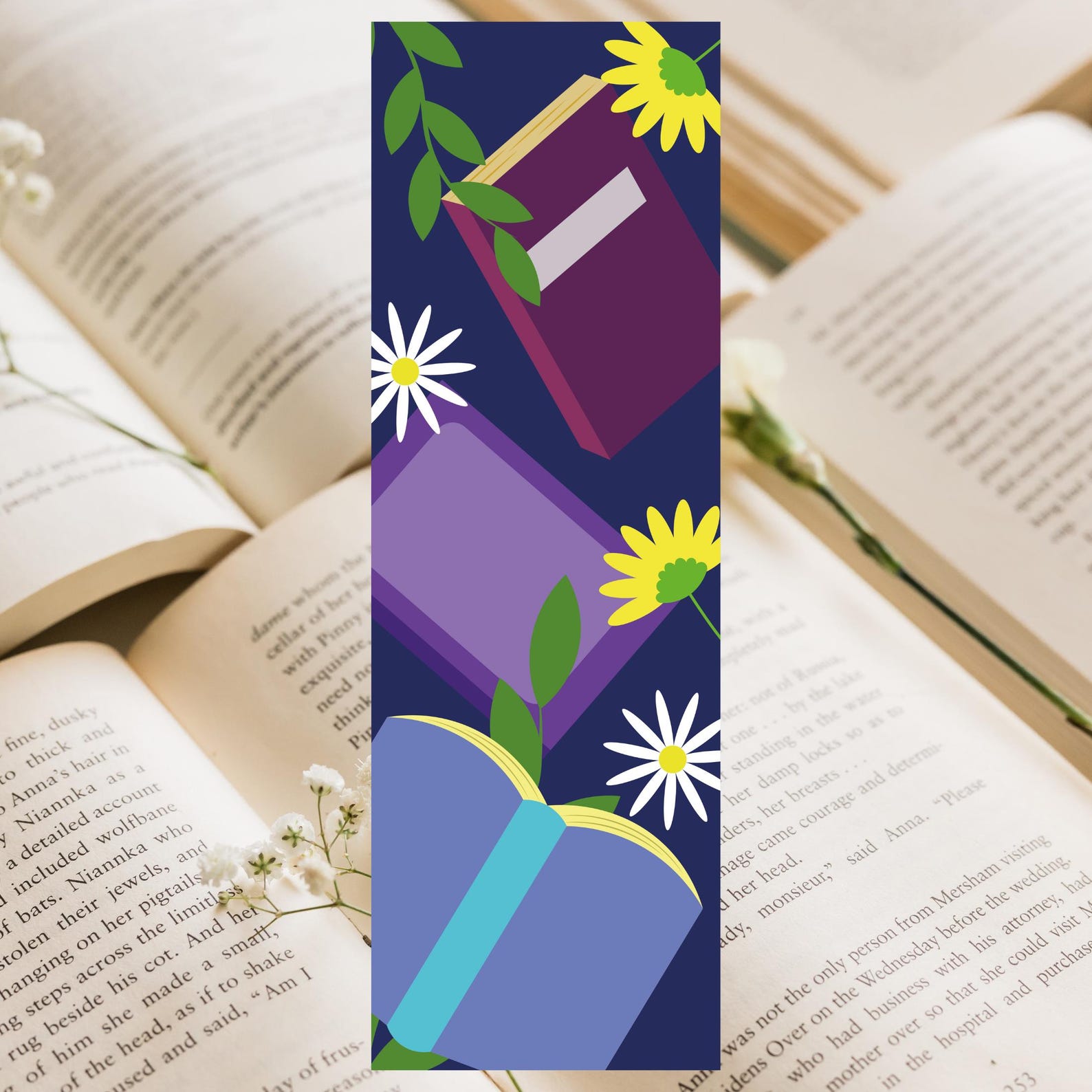 Printable Bookmarks Set of 5 - Books and Flowers Aesthetic, Cute ...