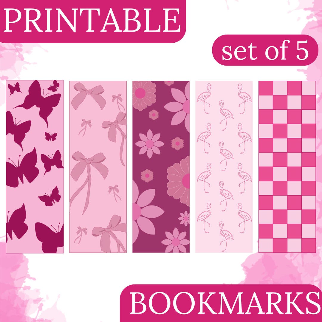 Set Printable Barbie-inspired Pink Bookmarks | Stylish Checkered ...