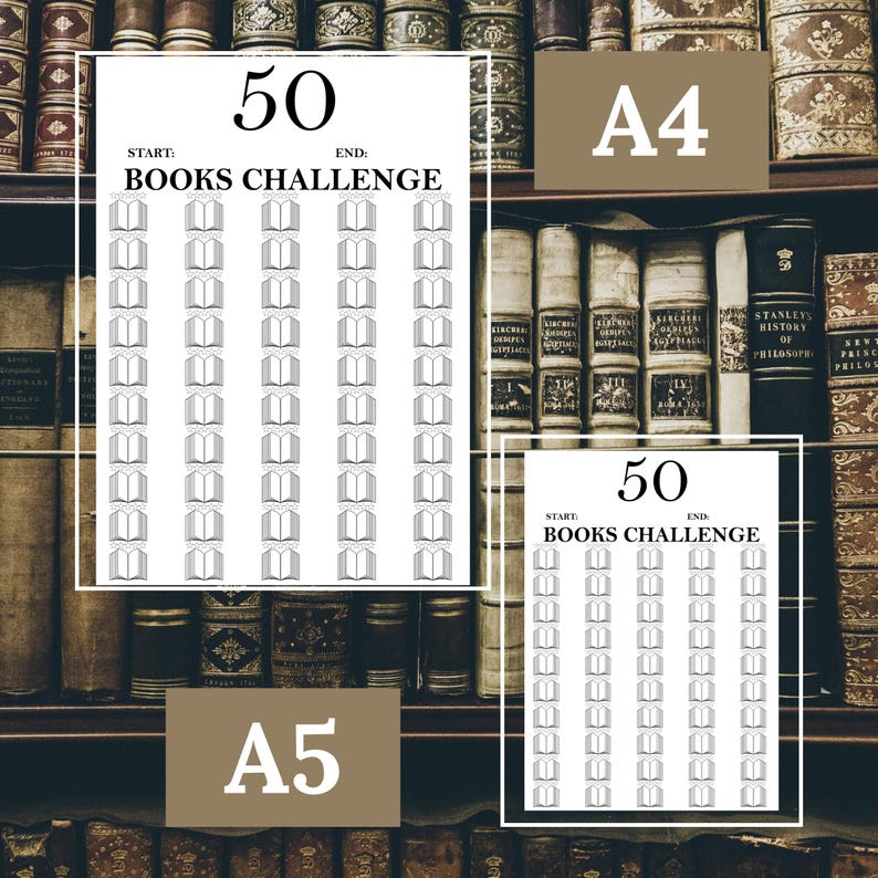 Complete Reading Challenge Set PRINTABLE Journal & Log 12, 25, 50 Book ...