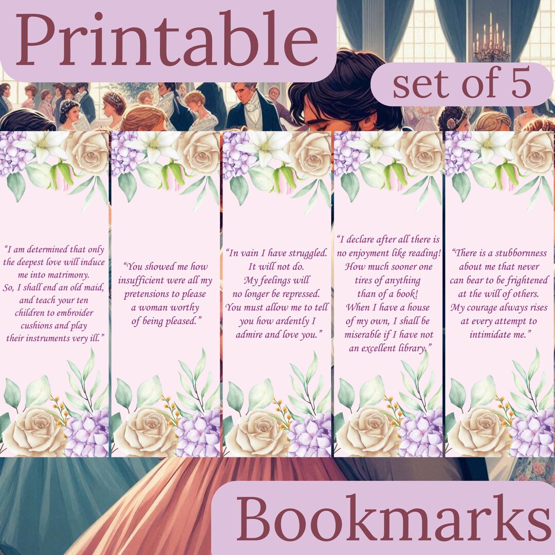 Printable Bookmarks Jane Austen Quotes Perfect Gift for Literature ...