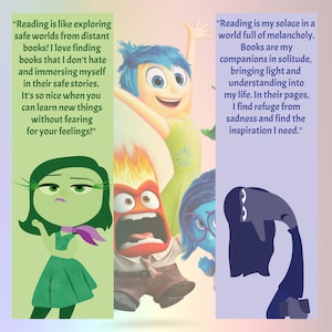 Digital Bookmarks 2*6 - Inside Out Emotions Set of 10 - Perfect Gift for Pixar Fans - PNG, PDF ...