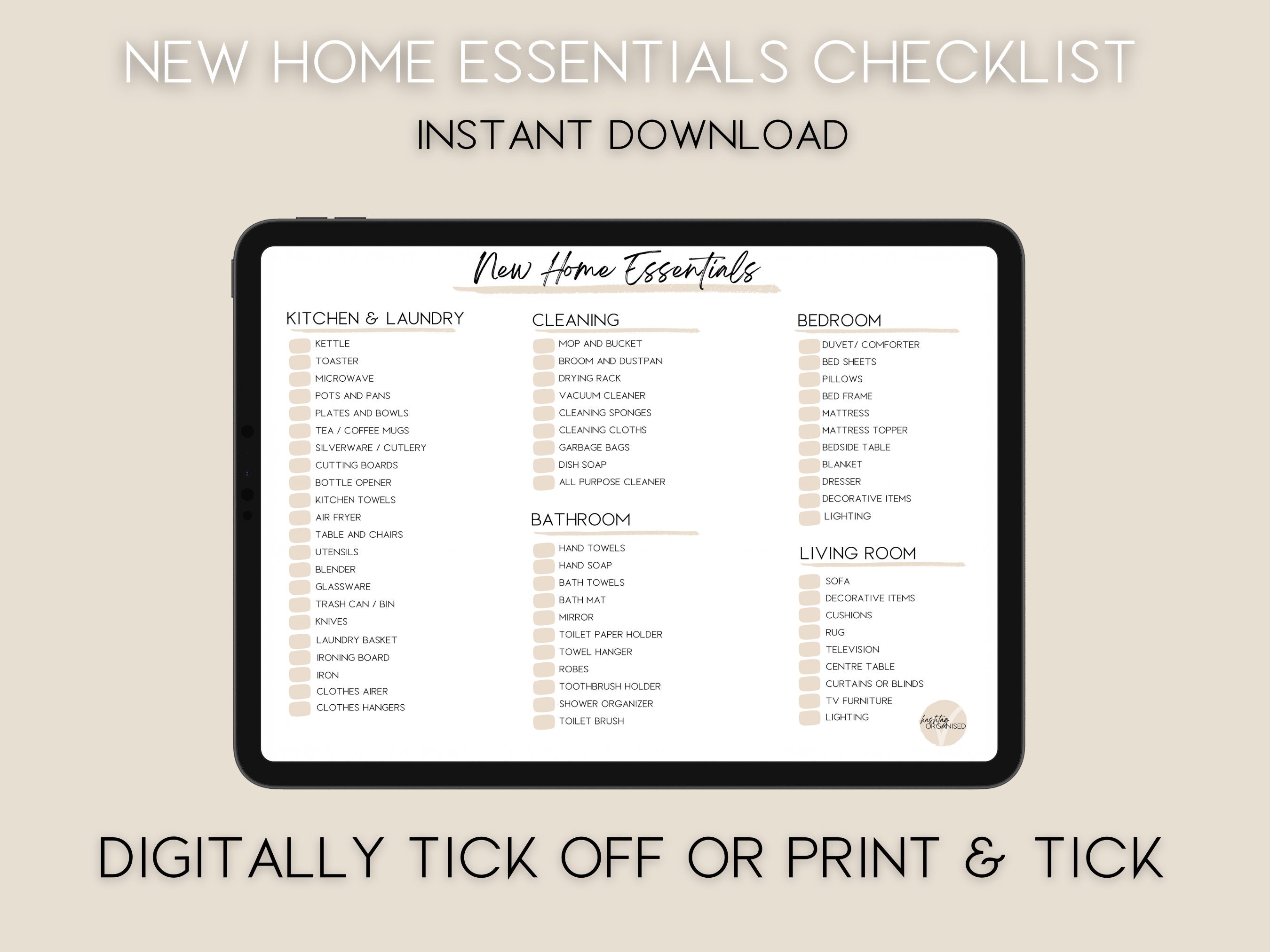 New Home Essentials Checklist, New Home, Moving Home, Digital Checklist ...