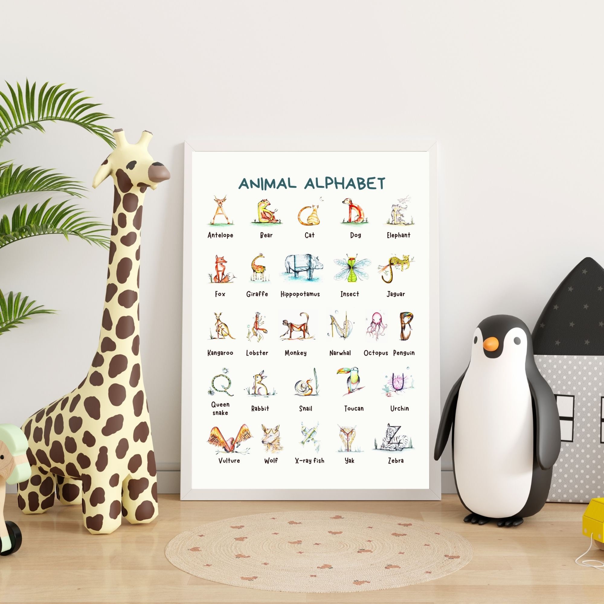 Printable Educational Poster ABC Animal Poster Alphabet Poster Waldorf ...