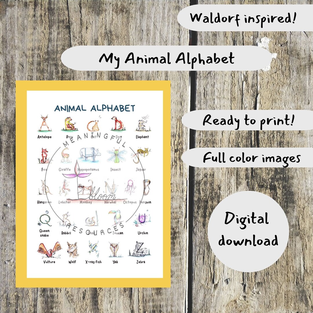 Printable Educational Poster ABC Animal Poster Alphabet Poster Waldorf ...