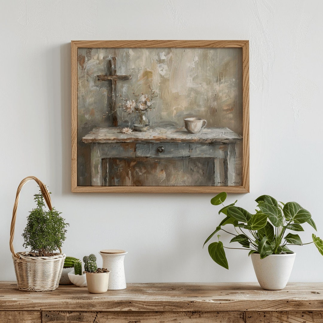 Printable Rustic Oil Painting Shrine 2 Soft Colors, Neutral Tones ...