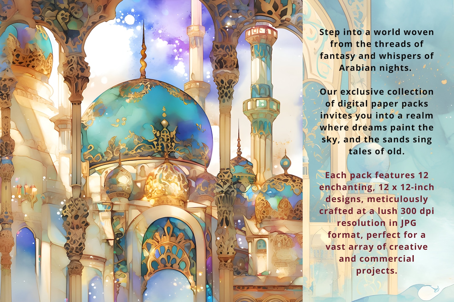 Islamic Pastel Arabic Digital Paper Watercolor Islamic Arabian Junk ...