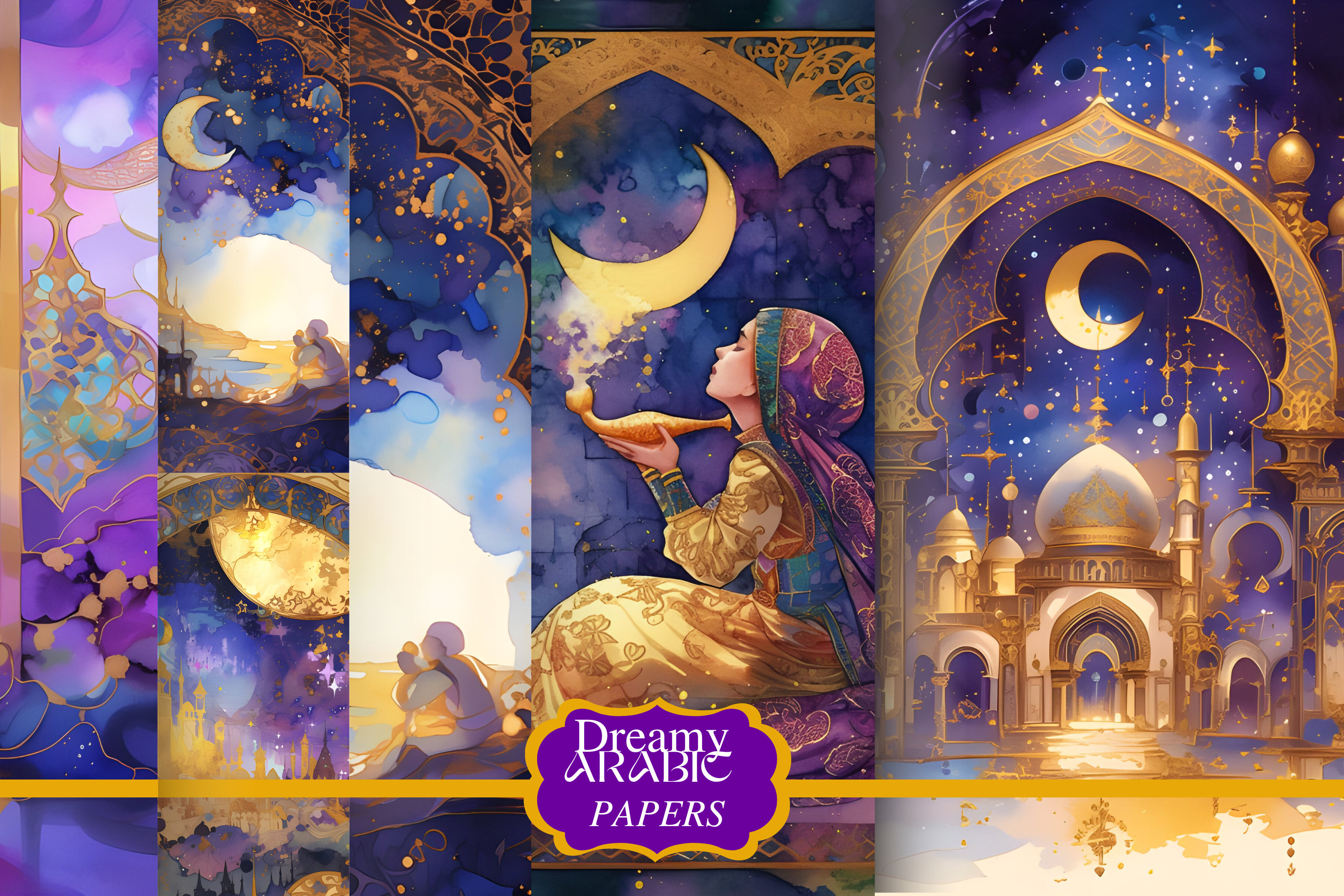 Arabian Digital Paper Art Watercolor Islamic Arabian Junk Journal ...