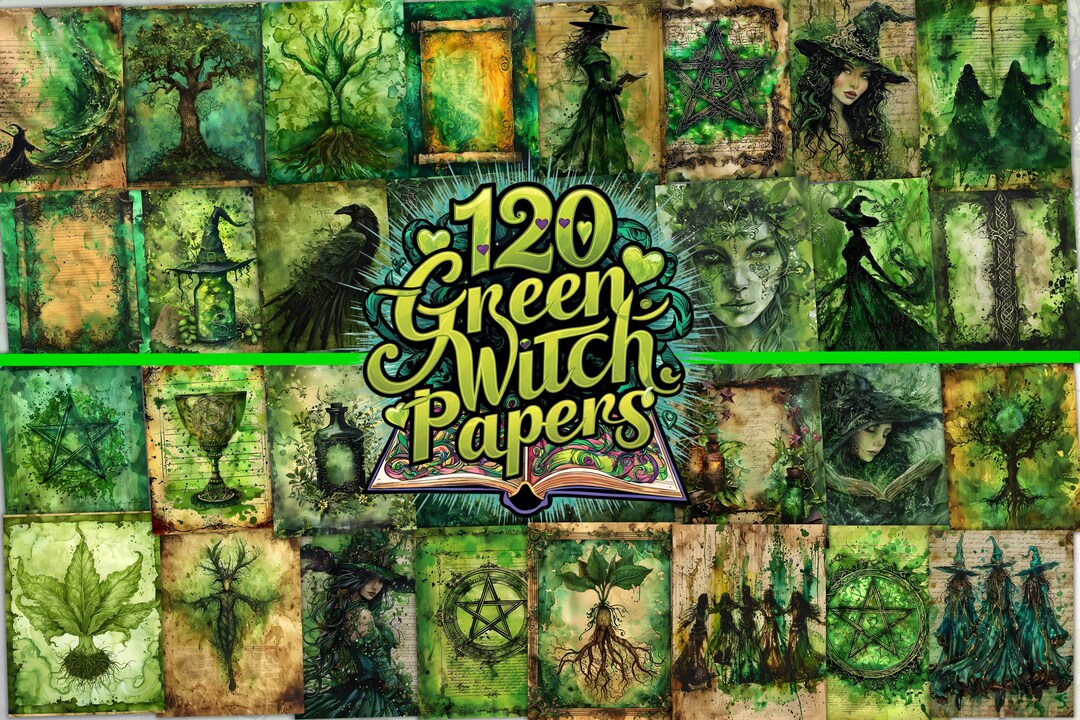 120 Green Witch Parchment Book of Shadow Pages Grimoire Papers ...