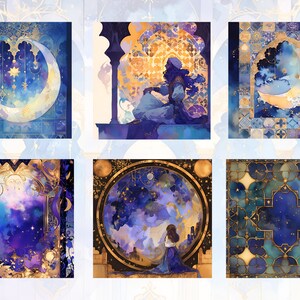 Arabian Nights Digital Paper Watercolor Islamic Arabian Junk Journal ...