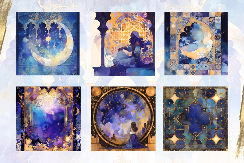 Arabian Nights Digital Paper Watercolor Islamic Arabian Junk Journal ...