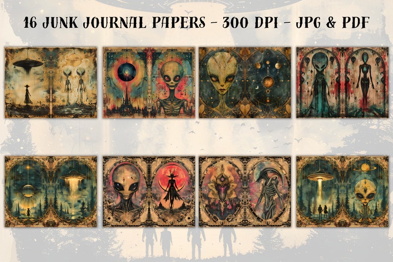 Top Secret Alien Junk Journal Kit Vintage Aliens Junk Journal UFO ...