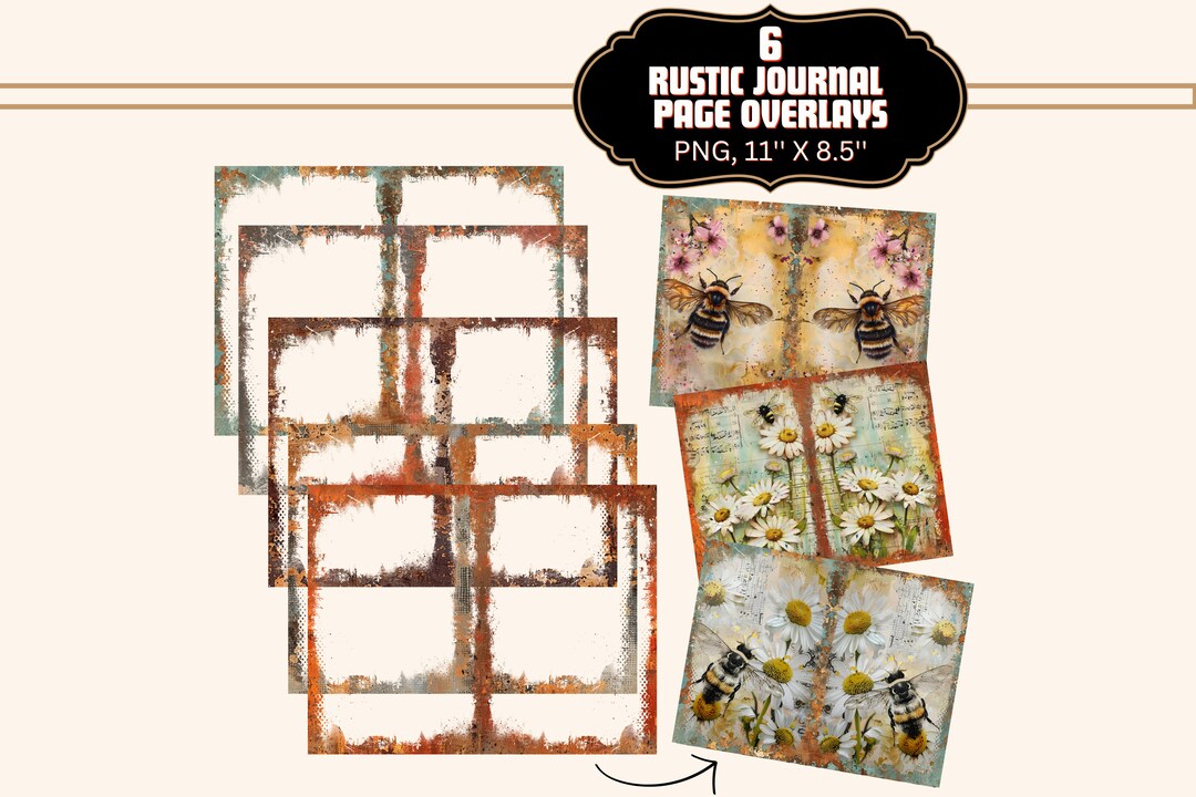 Junk Journal Overlays Rustic Journal Overlay Junk Journal Template PNG ...