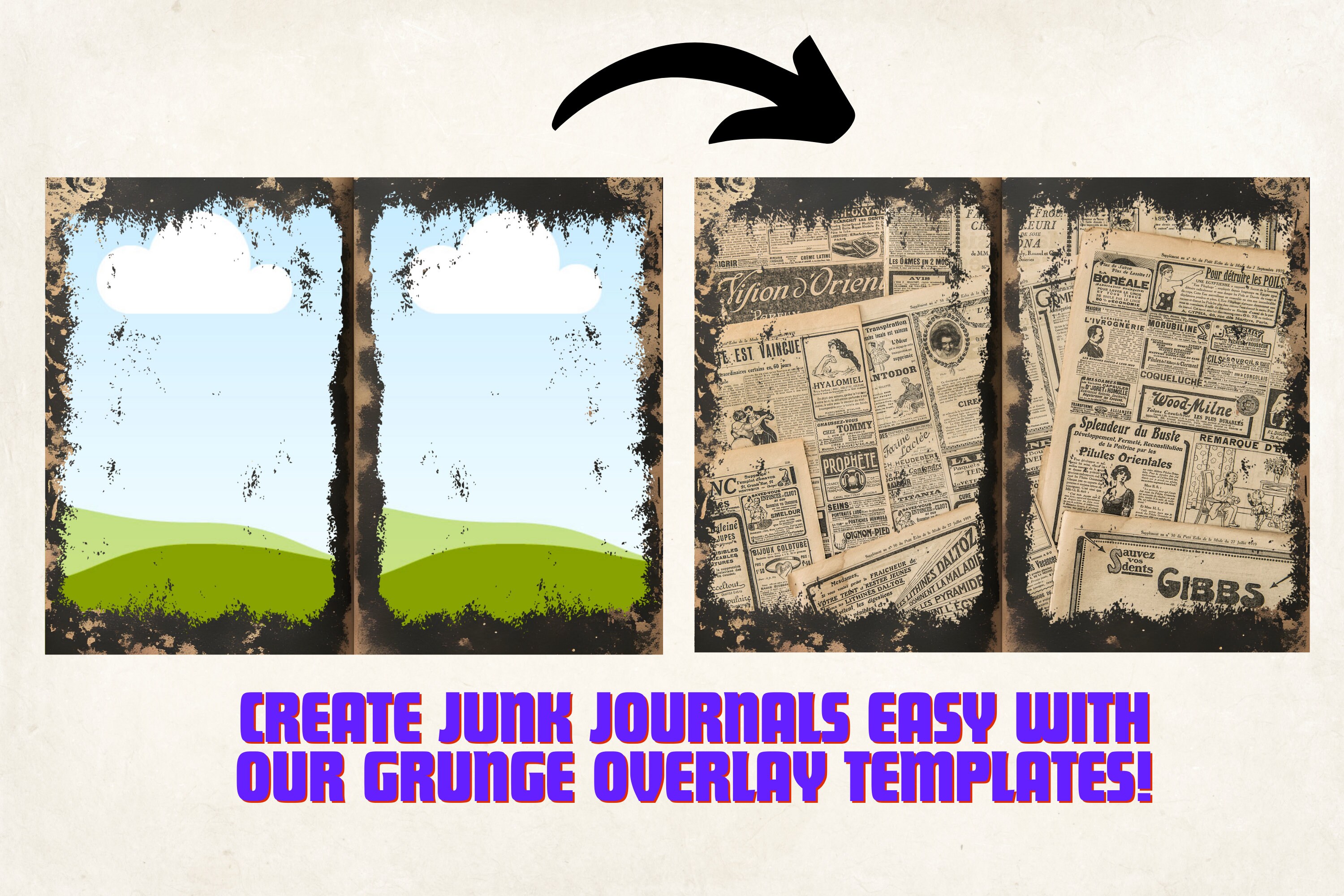Grunge Junk Journal Canva Templates DIY Journal Making Vintage ...