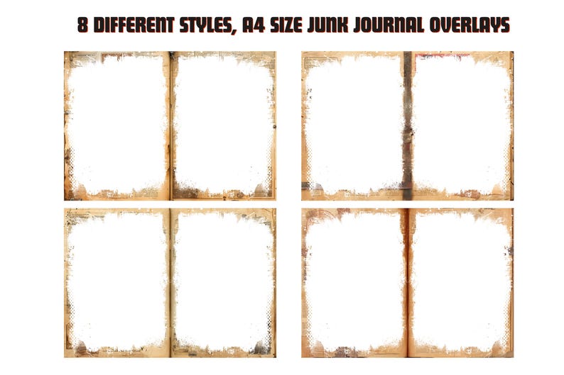 A4 Old Pages Junk Journal Overlays Vintage Journal Overlay Junk Journal ...