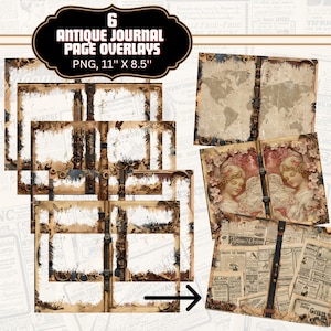 Antique Old Pages Junk Journal Overlays Vintage Journal Overlay Junk ...