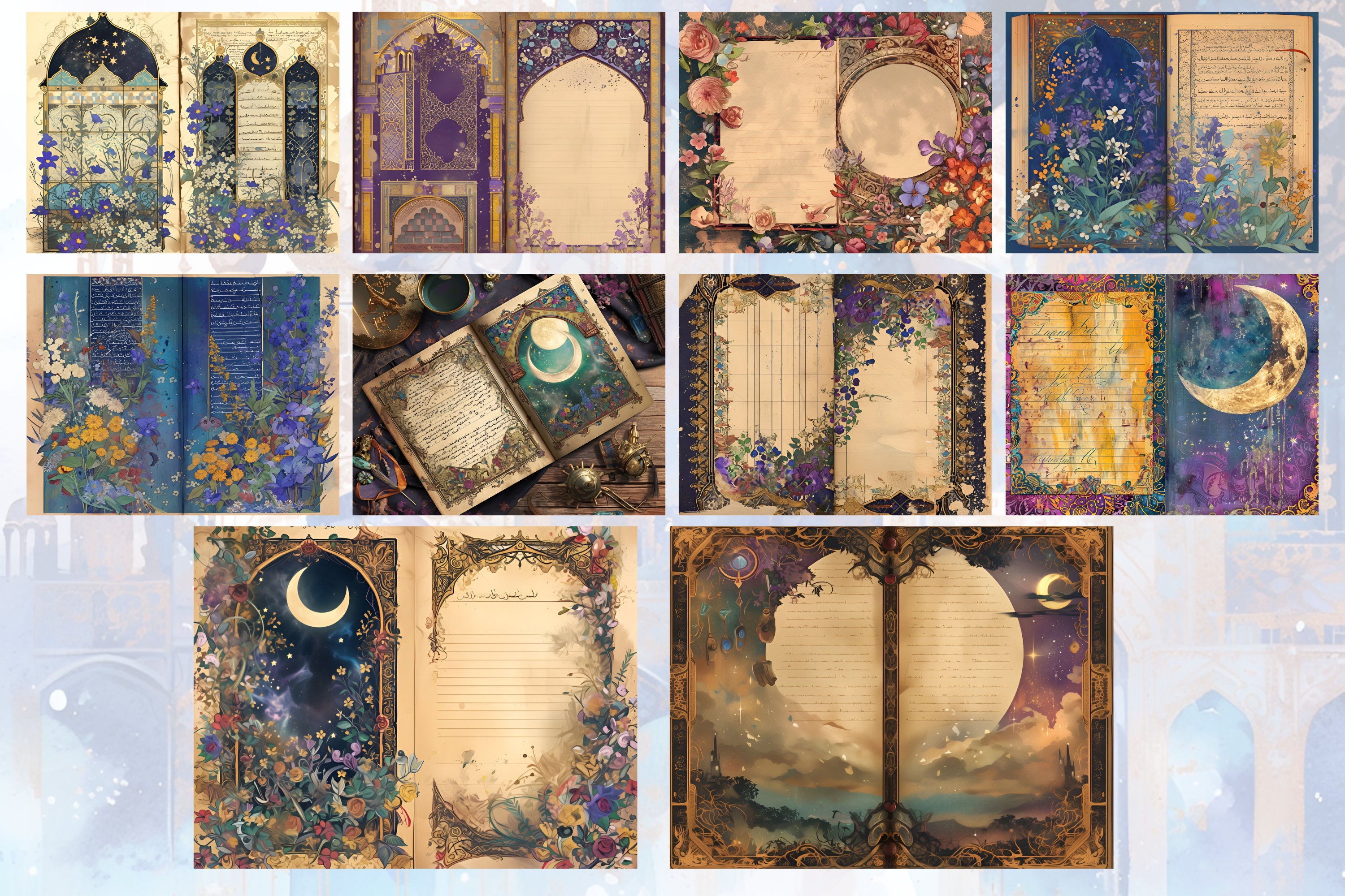 Arabic Journal Pages Islamic Arabian Junk Journal Papers Scrapbooking ...