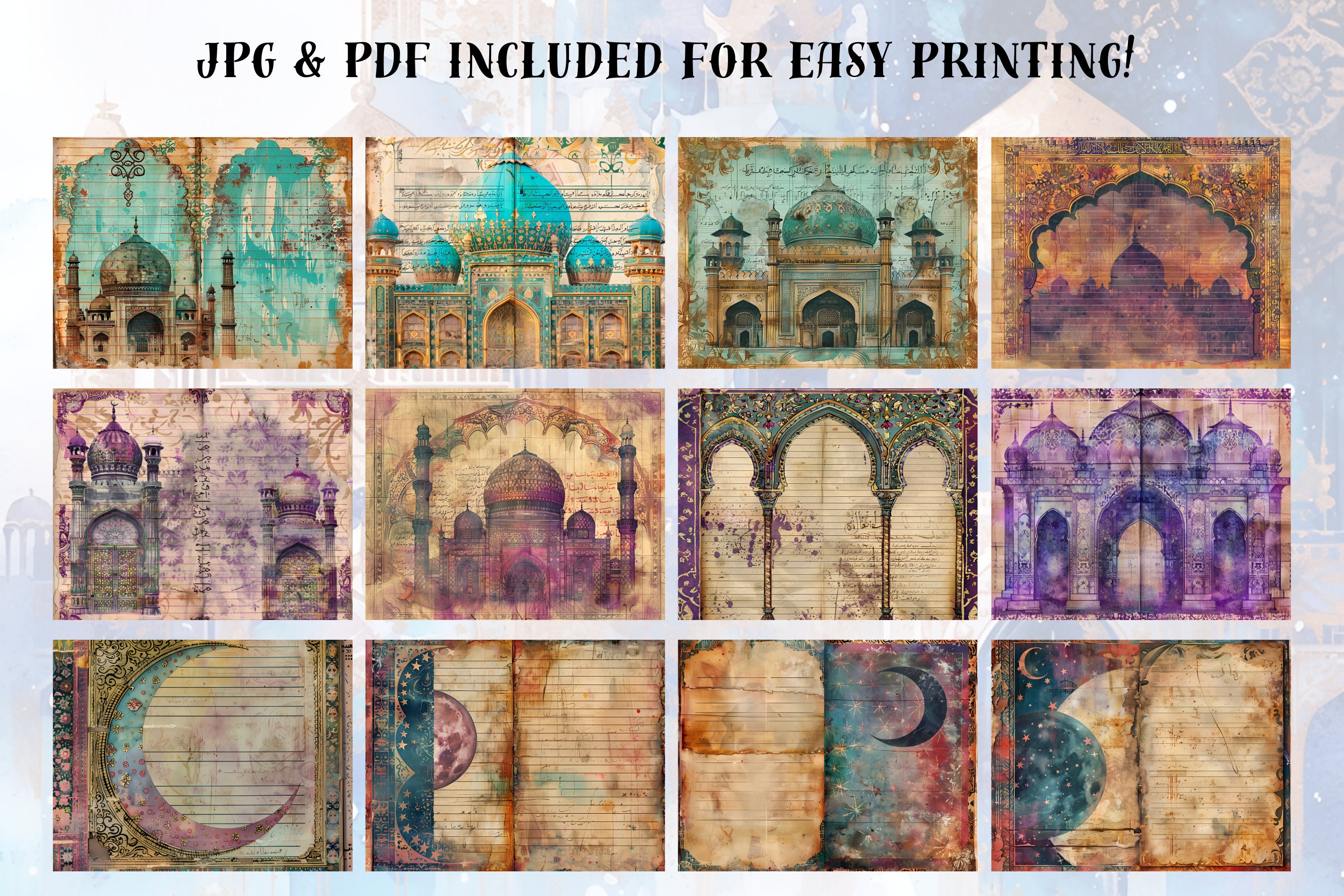 Arabic Journal Pages Islamic Arabian Junk Journal Papers Scrapbooking ...
