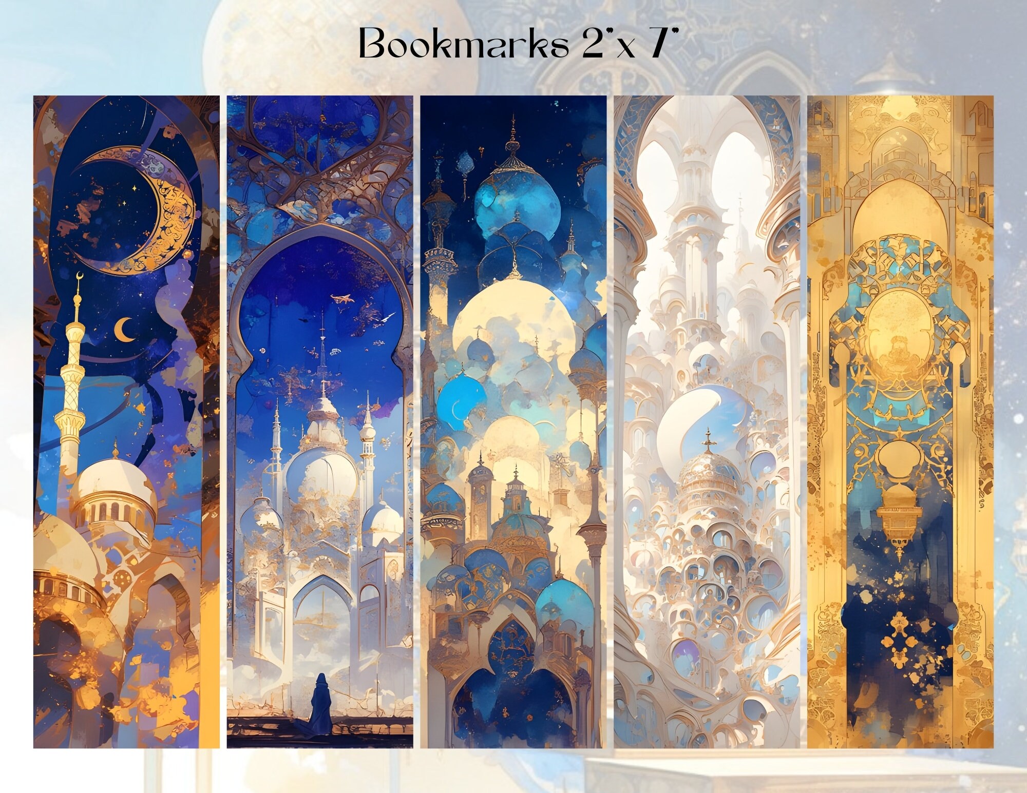 Arabic Digital Bookmark Designs Pastel Islamic Bookmarks Watercolor ...