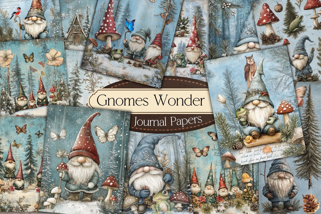 Gnome Winter Wonderland Journal Pages Winter Mushroom Christmas ...