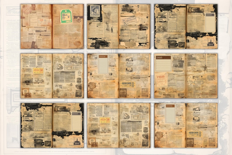 Newsprint A4 Junk Journal Printable Old Papers Neutral Vintage Papers ...