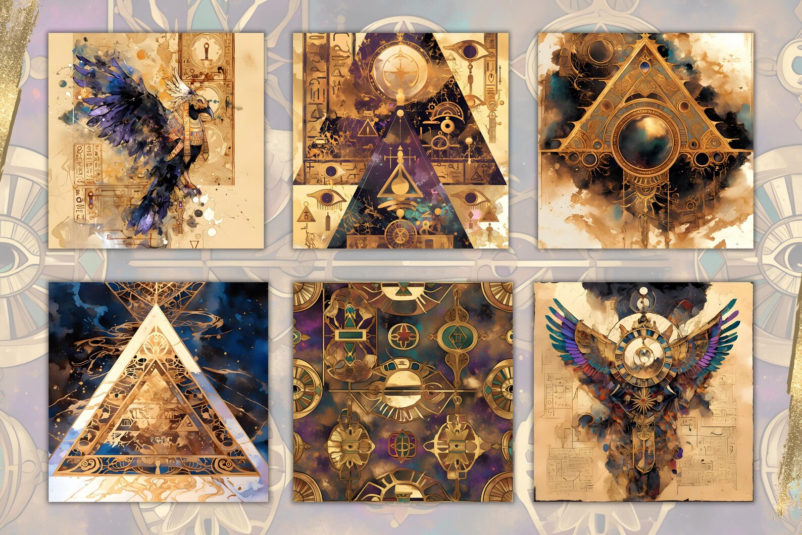 Ancient Egypt Digital Paper Watercolor Egyptian Patterns Pastel Egypt ...
