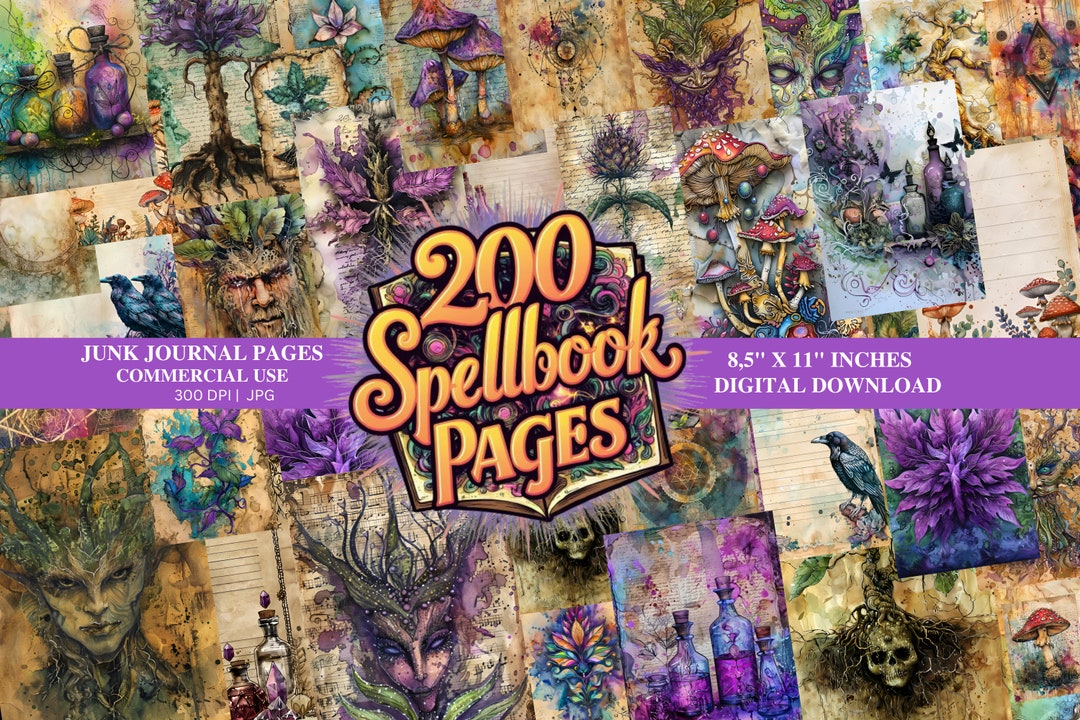 200 Spellbook Pages Potions Junk Journal Witchy Journaling Spell Book ...