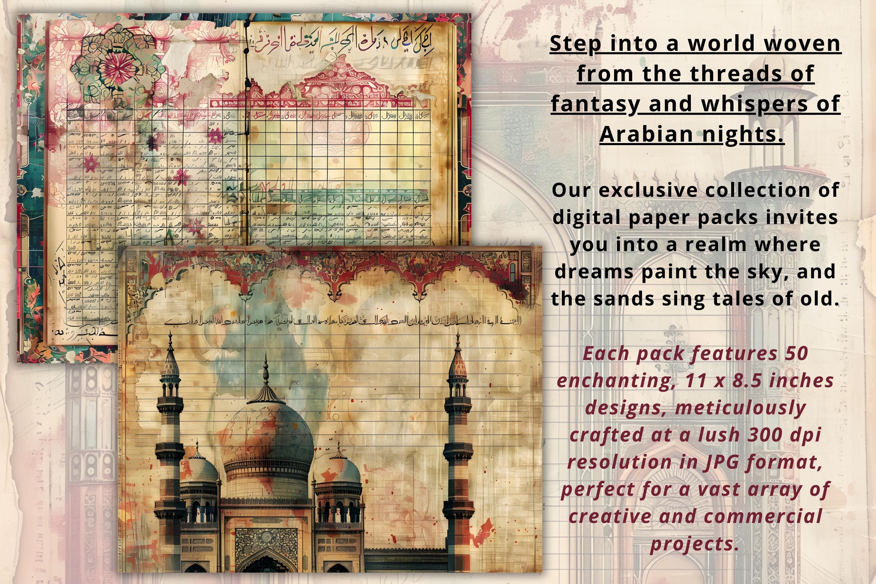 Traditional Arabic Journal Pages Islamic Arabian Junk Journal Papers ...