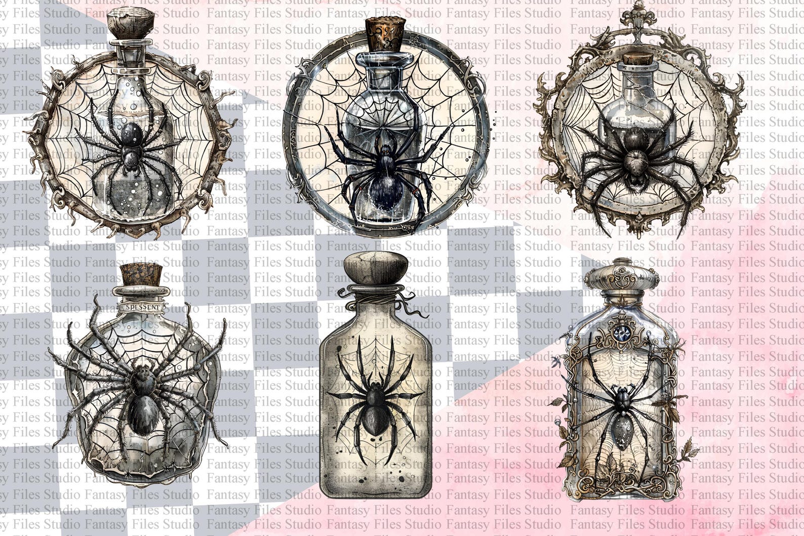 Spider Potion Clip Art Witch Potion Labels Witchy Potion Bottle Art ...
