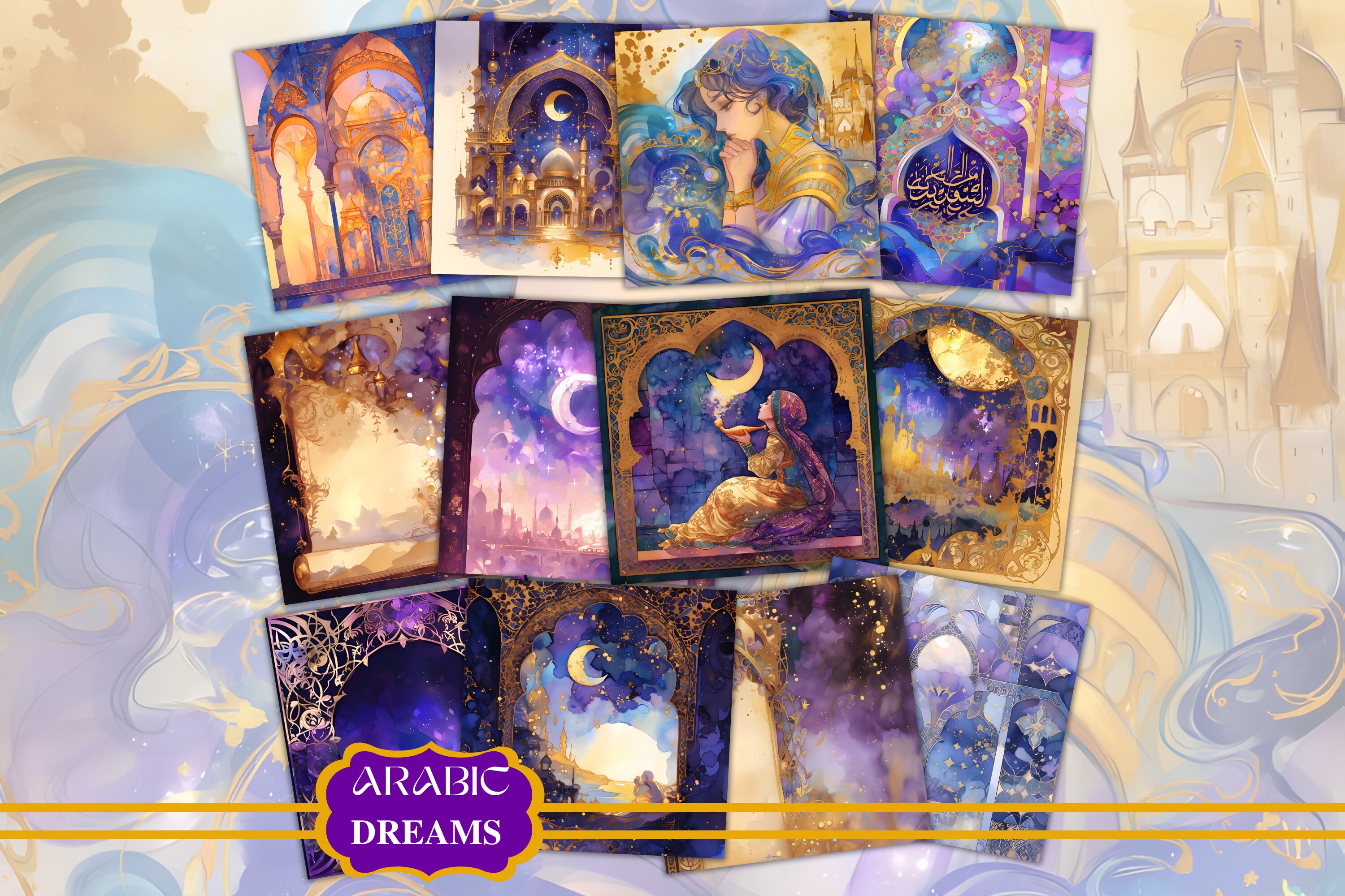 Arabian Digital Paper Art Watercolor Islamic Arabian Junk Journal ...