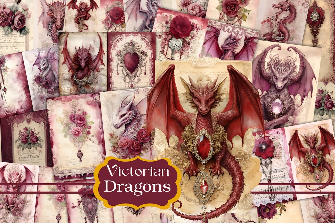 Victorian Dragon Junk Journal Pages Download Dragon Paper Crafting ...