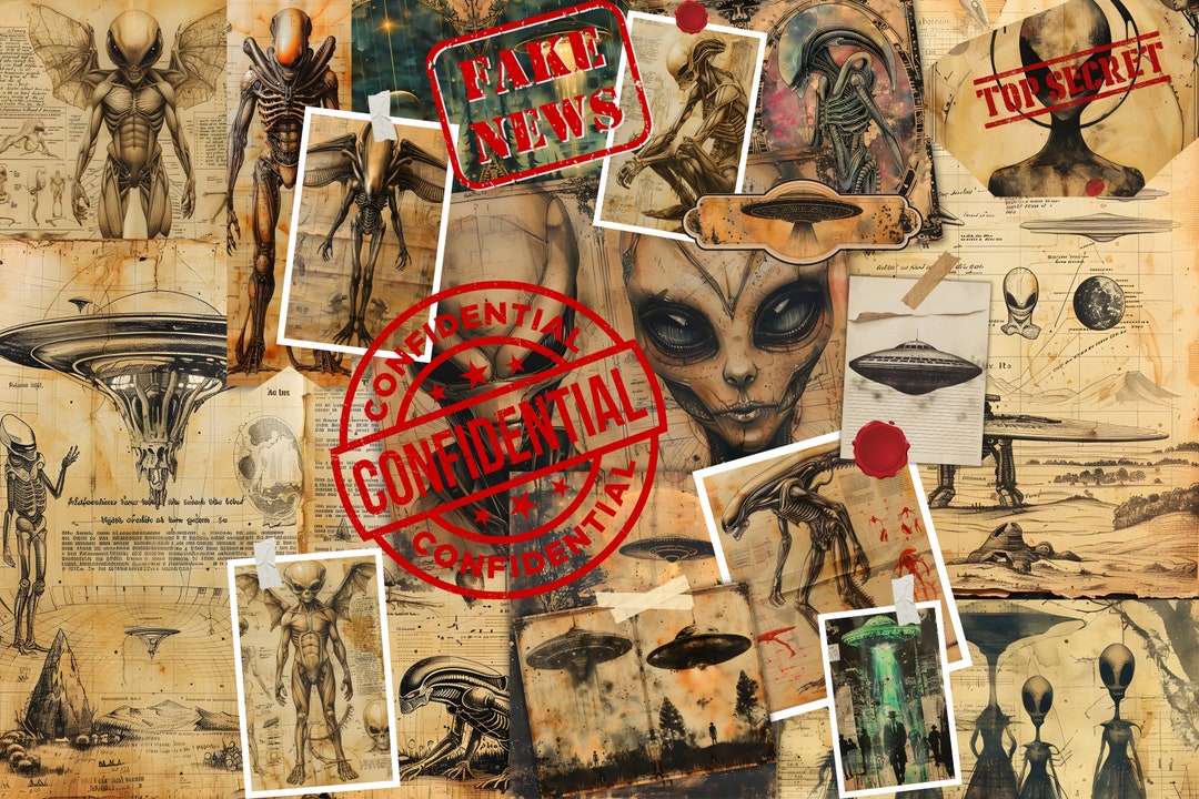 Top Secret Alien Junk Journal Kit Vintage Aliens Junk Journal UFO ...