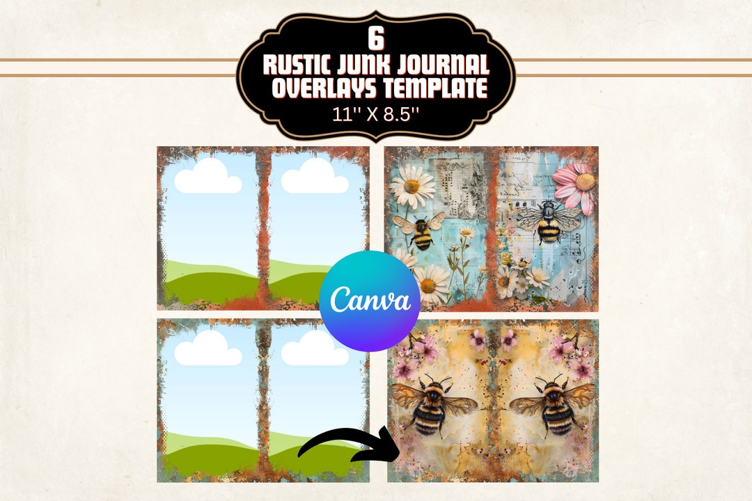 Rustic Junk Journal Canva Template DIY Journal Making Overlay Scrapbook ...