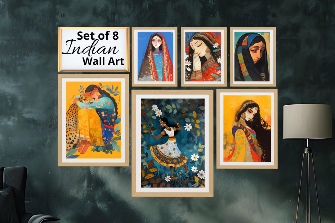 Printable Indian Wall Art Set Colorful Indian Wall Decor Abstract ...