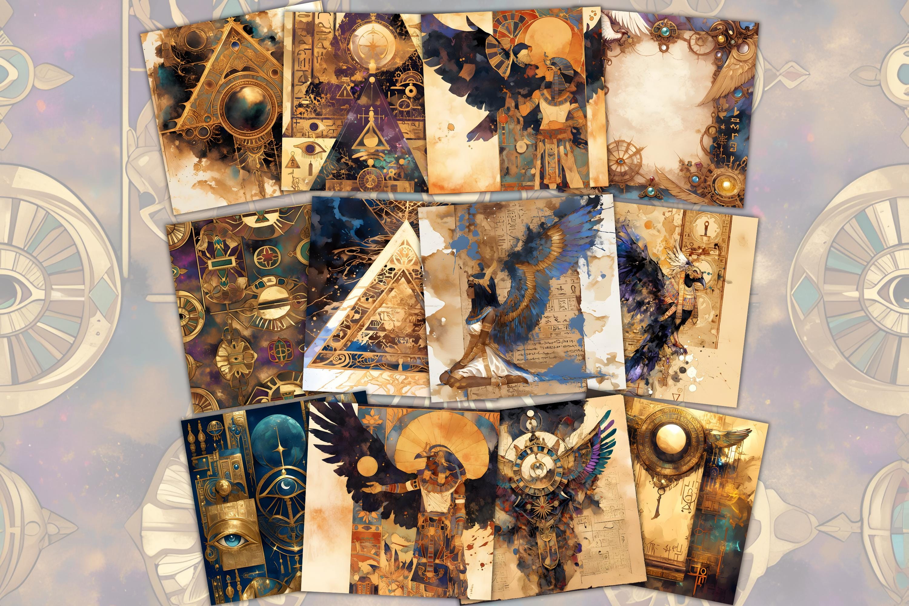 Ancient Egypt Digital Paper Watercolor Egyptian Patterns Pastel Egypt ...