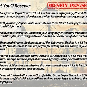 Top Secret Alien Junk Journal Kit Vintage Aliens Junk Journal UFO ...