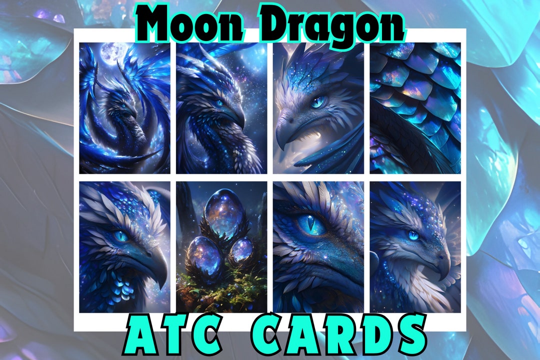 Moon Dragon ATC Cards Dragon Printable Atc Art Dragons ATC Cards Atc ...