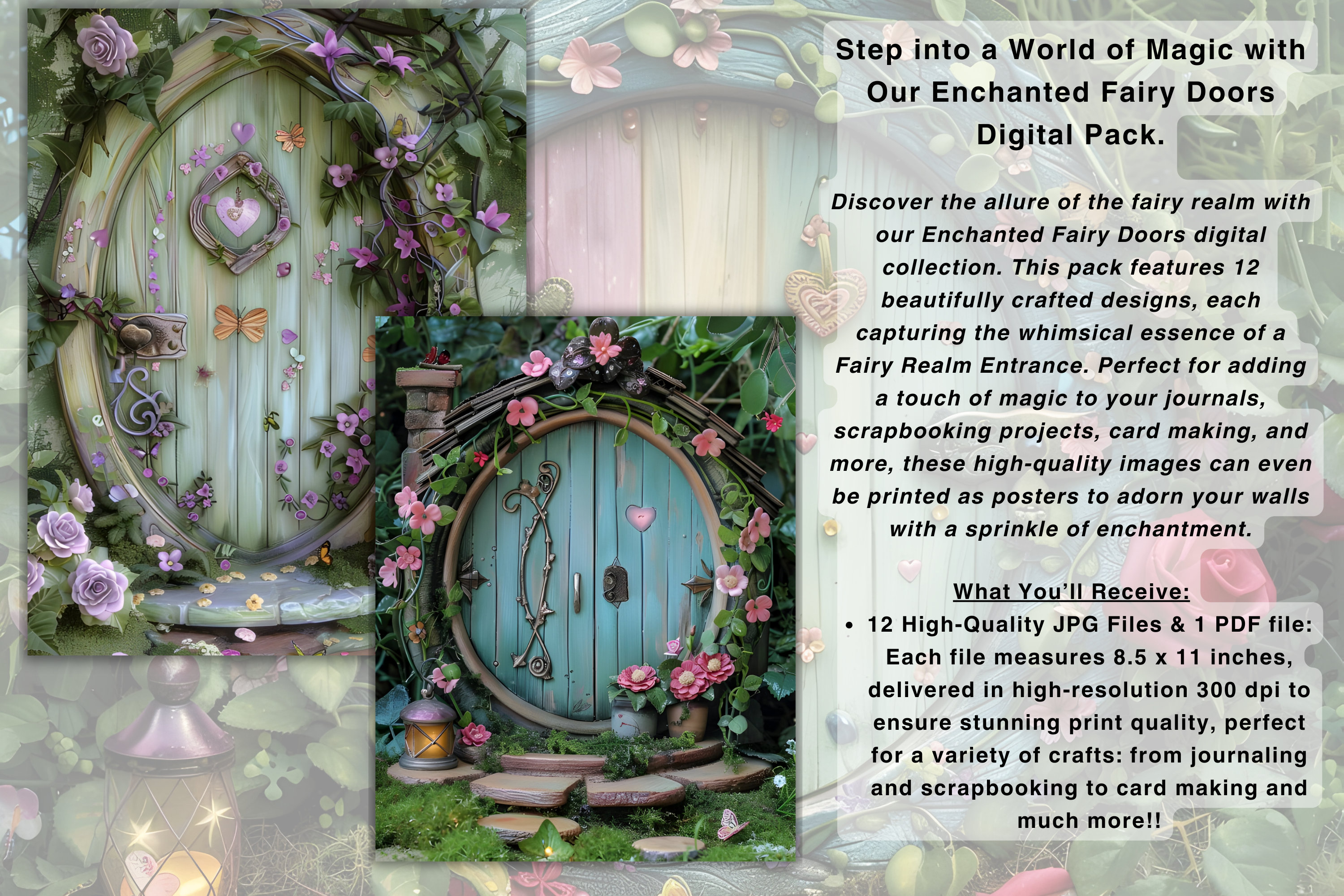 Magical Fairy Door Printable Door Digital Paper Fantasy Journal Page ...