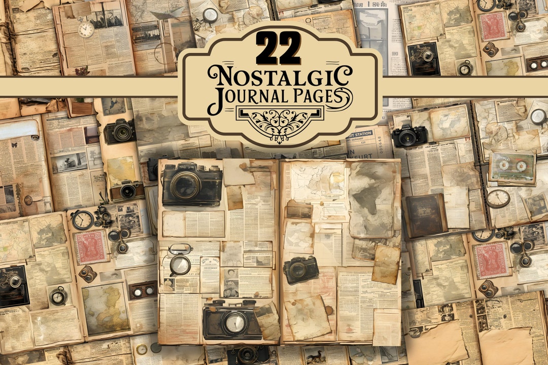 Newsprint Junk Journal Nostalgic Old Digital Papers Aged Journal Paper ...