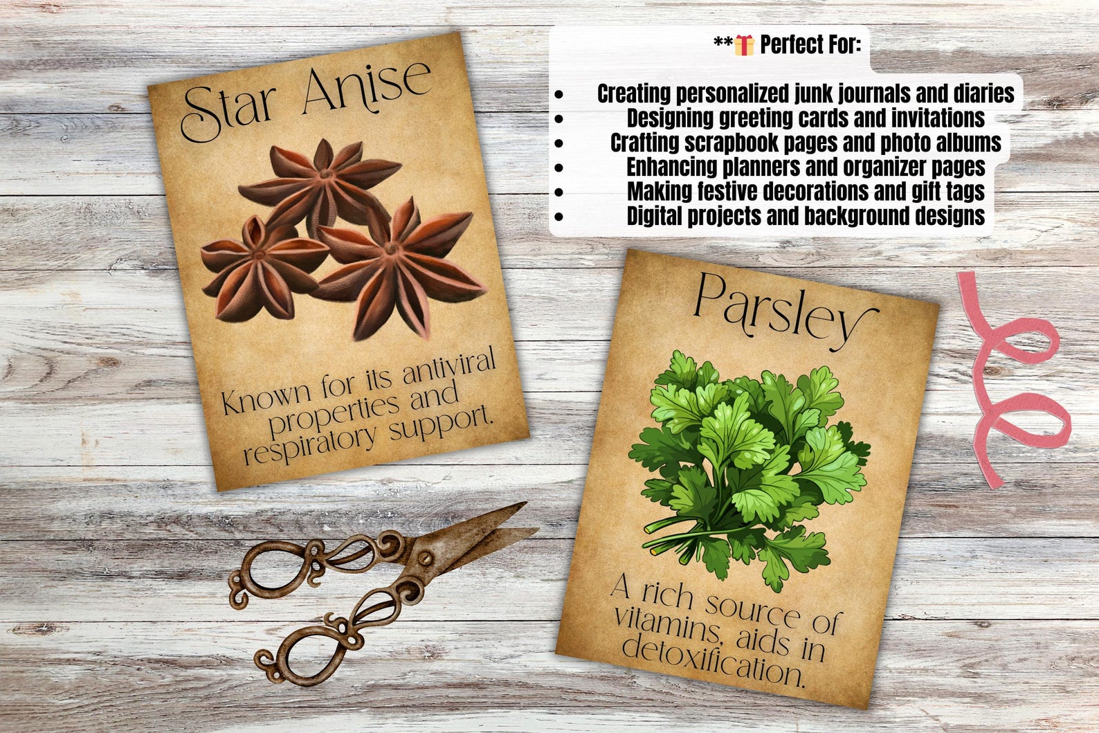 Vintage Spice Cards Apothecary Spice Healing Journal Pages Vintage ...
