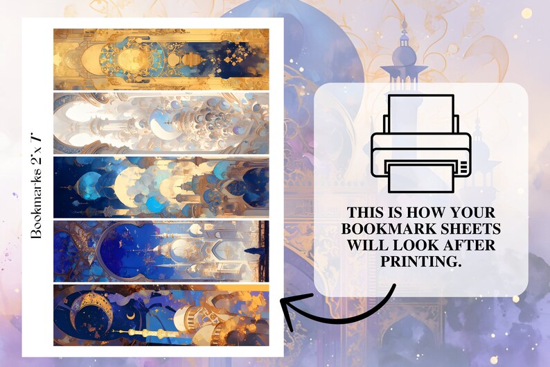 Arabic Digital Bookmark Designs Pastel Islamic Bookmarks Watercolor ...