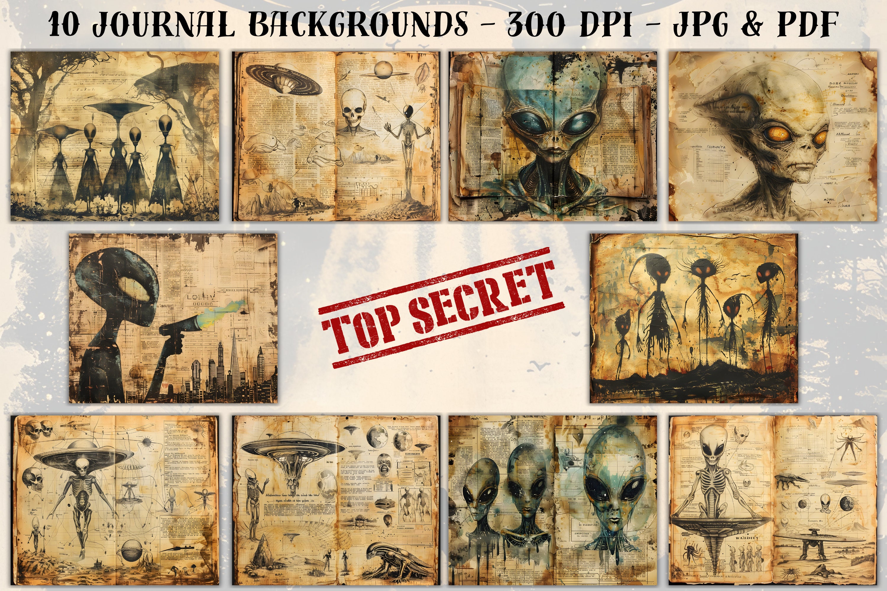 Top Secret Alien Junk Journal Kit Vintage Aliens Junk Journal UFO ...