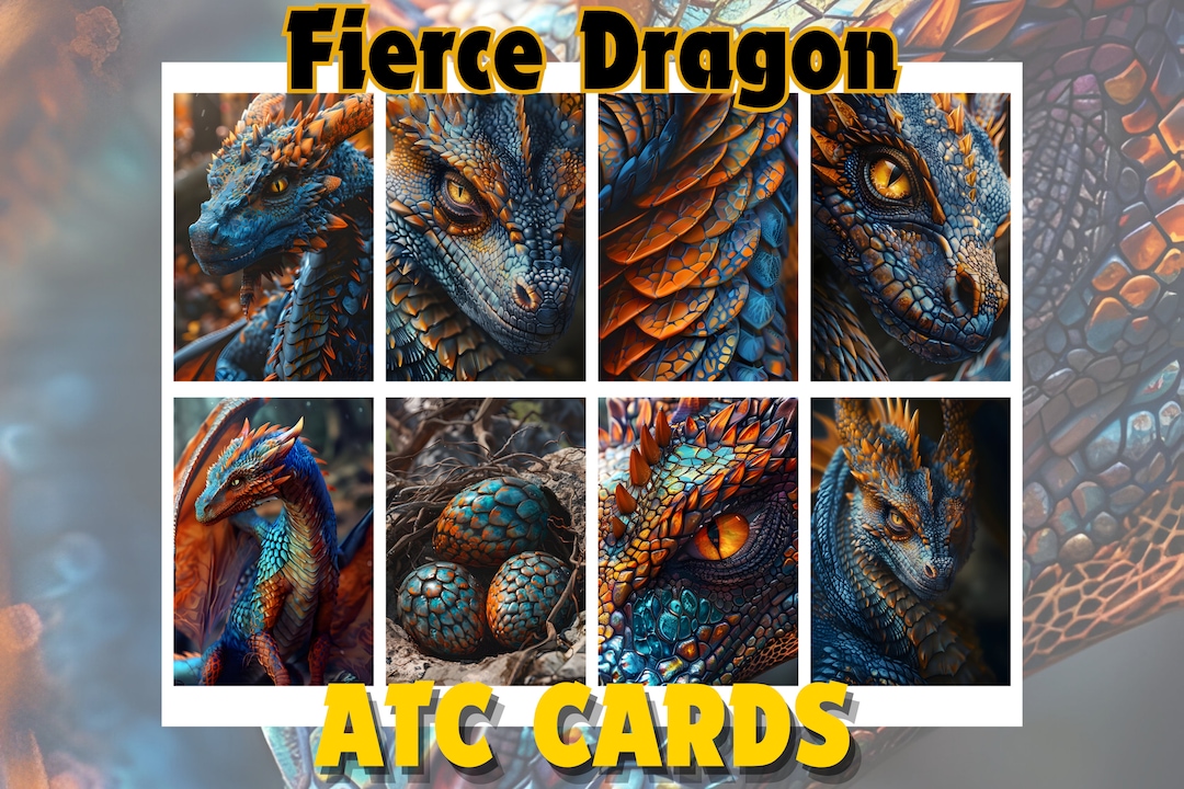 Vibrant Dragon ATC Cards Dragon Junk Journal Dragon Printable Art ...