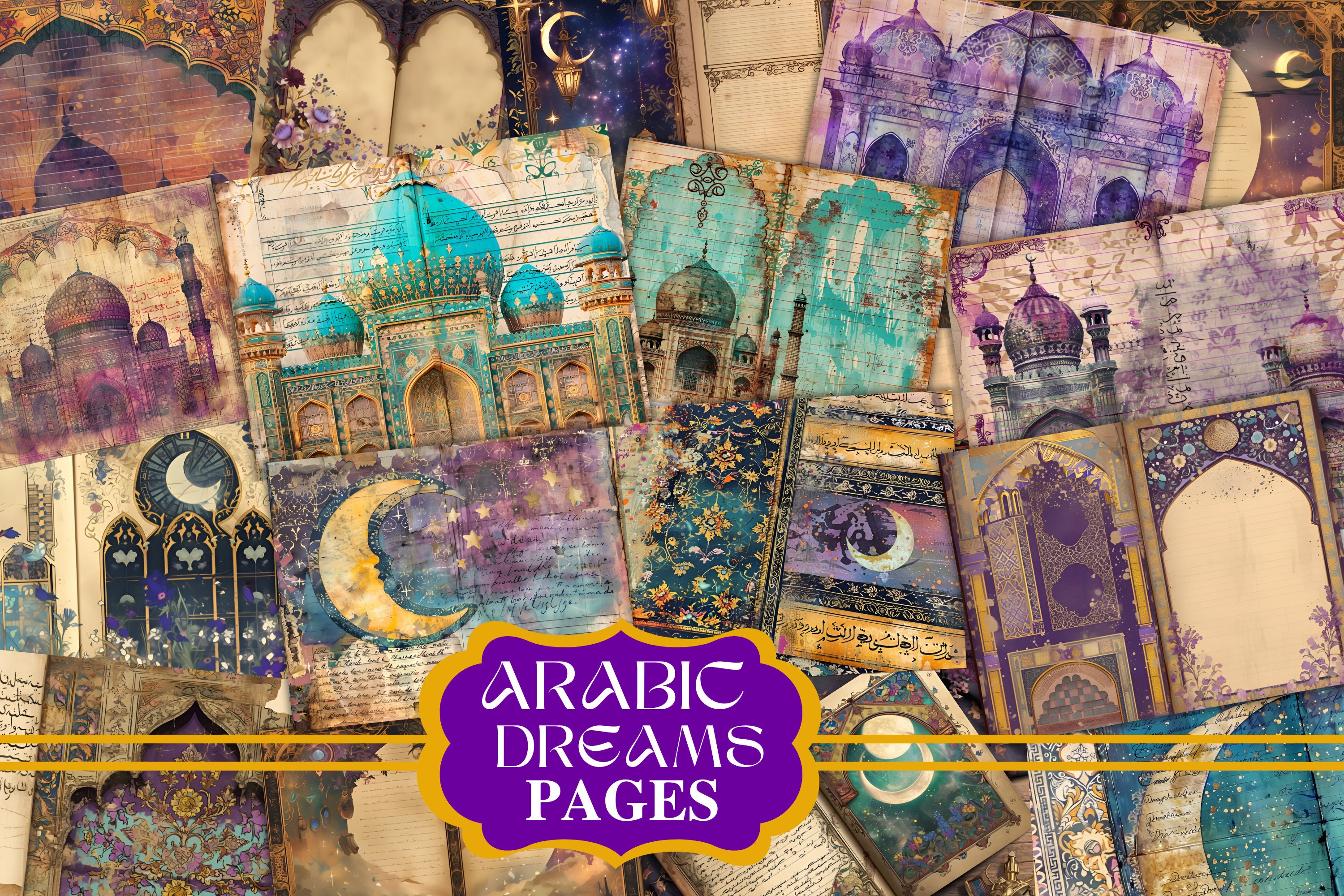 Arabic Journal Pages Islamic Arabian Junk Journal Papers Scrapbooking ...