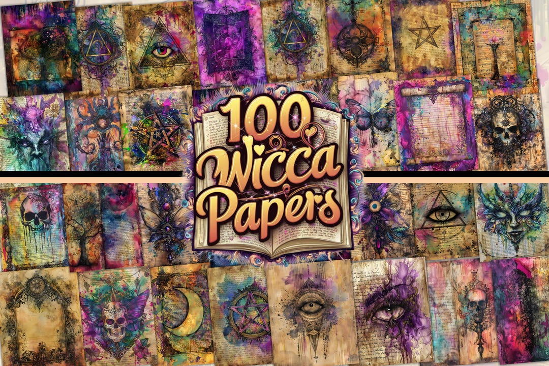 100 Wicca Parchment Book of Shadow Pages Grimoire Papers Spellbook ...