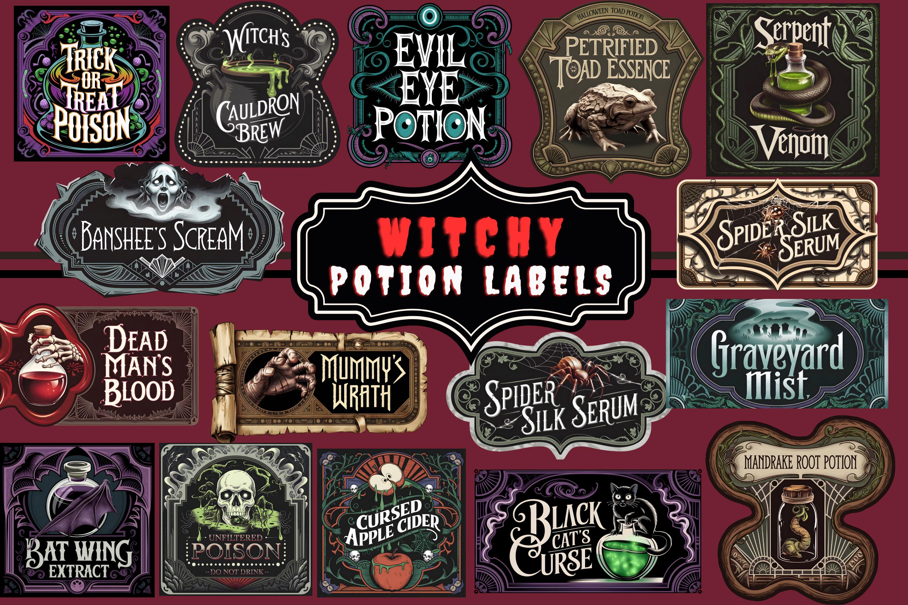 Witch Potion Labels Apothecary Labels Halloween Potion Label Printables ...