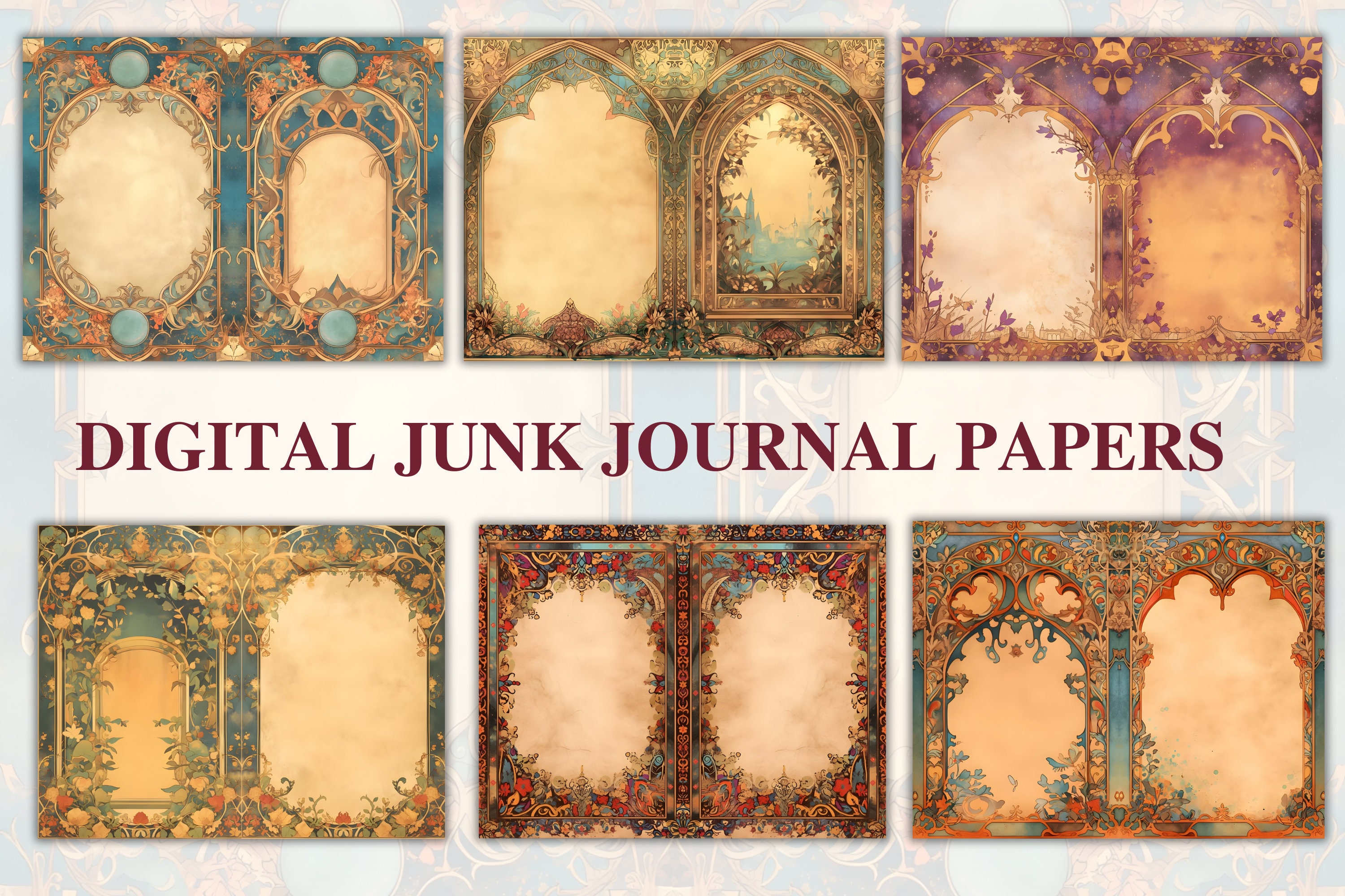 Pastel Arabian Junk Journal Arabian Nights Paper Dreamy Arabian Junk ...