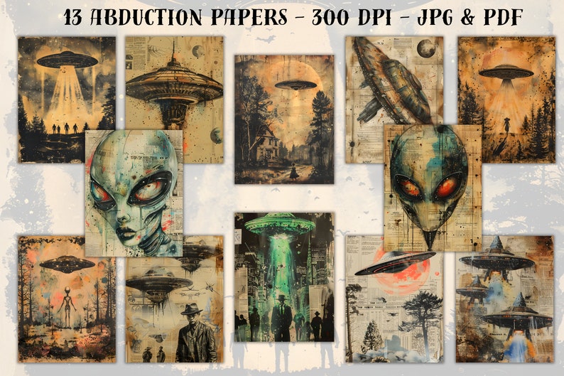 Top Secret Alien Junk Journal Kit Vintage Aliens Junk Journal UFO ...