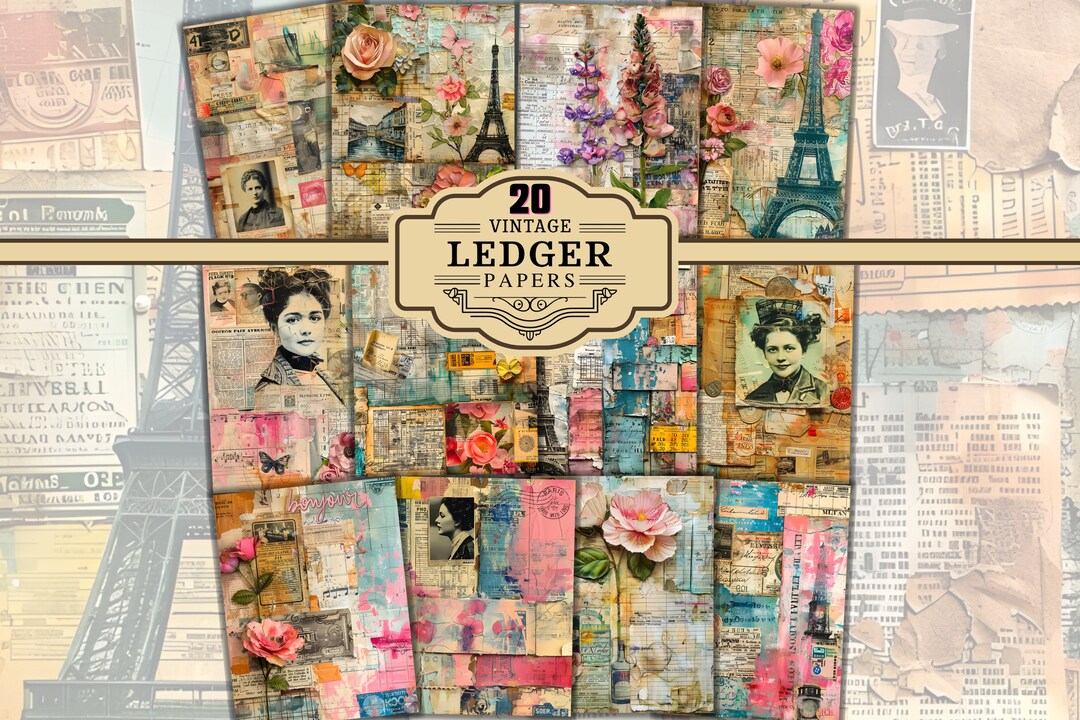 French Ledger Papers Printable Old Papers Old Newsprint Digital French ...