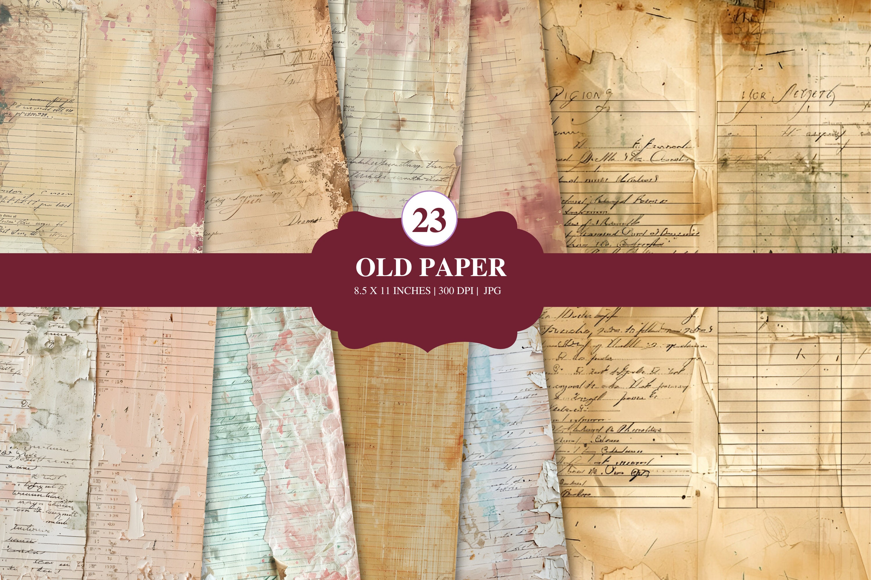 Tea Dyed Vintage Paper: Shabby Chic Distressed Textures (digital ...
