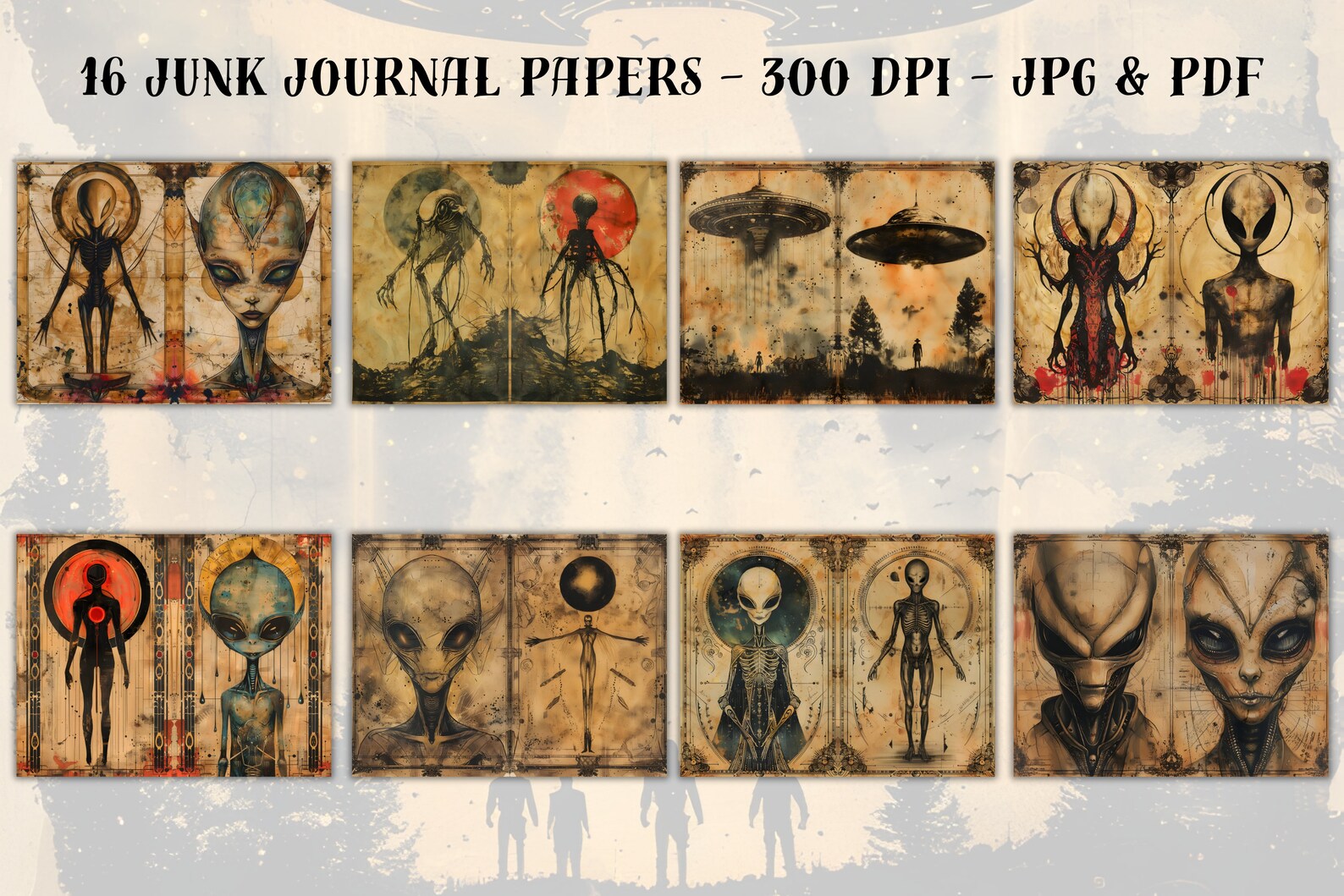Top Secret Alien Junk Journal Kit Vintage Aliens Junk Journal UFO ...